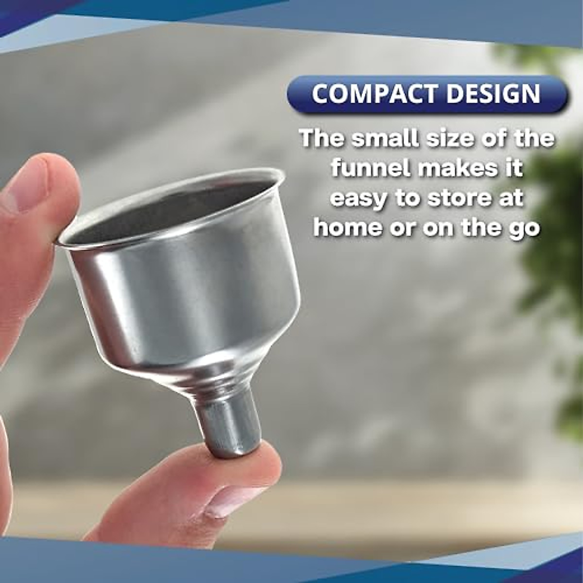 SE Stainless Steel Funnel for Flasks, Small Metal Funnel for Filling Drinking Liquor Flask, Transferring Oil, Juice, Milk, Attached Screw-On Cap