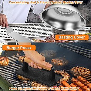 Griddle Accessories Kit, 25PCS Flat Top Grill Accessories Set for Blackstone and Camp Chef, Grill Spatula Set with Enlarged Spatulas, Basting Cover, Scraper, Carry Bag for Outdoor BBQ