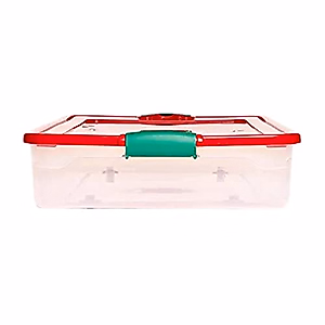 HOMZ 60-Quart Latching Holiday Underbed Durable Storage Organizer Container Box Tote with Easy Grip Handles and Glide Wheels, Clear (2 Pack)