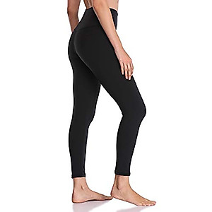 YUNOGA Women's Soft High Waisted Yoga Pants Tummy Control Ankle Length Leggings (XL, Black)