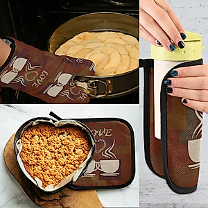 Hello Summer Pot Holders and Oven Mitts Set Watermelon Fruit Hot Pads & Gloves Oven Mitten for Kitchen Cooking BBQ Baking Bakeware