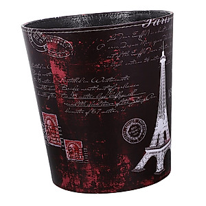 BUGUUYO Vintage Style 13 Gallon Faux Leather Trash Can with Lid for Home, Office, Kitchen