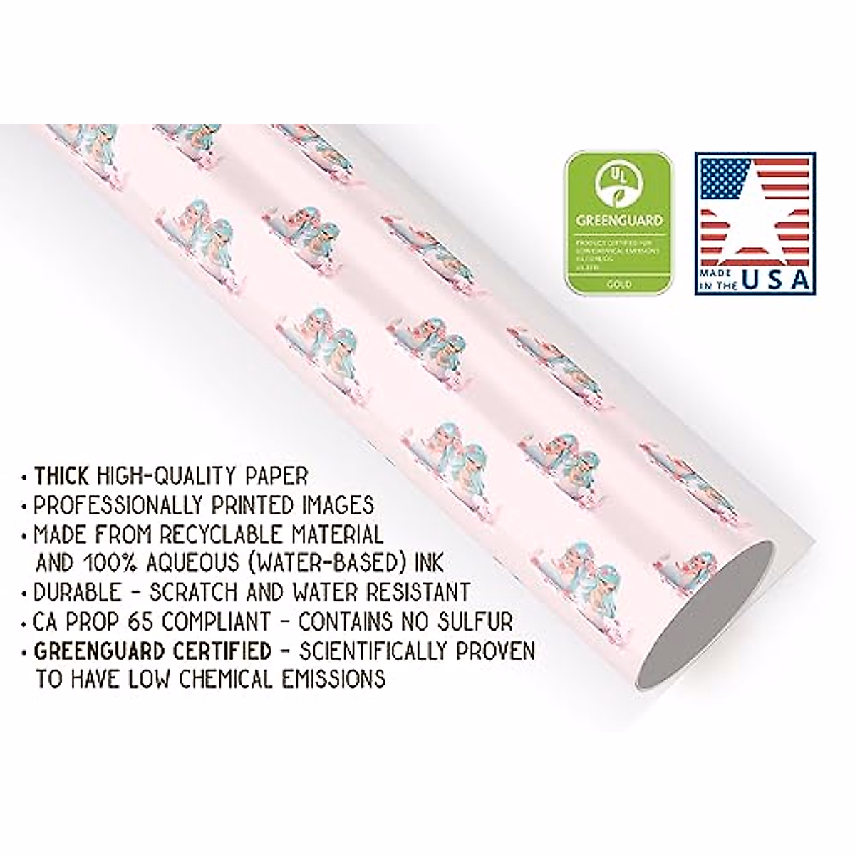 Pastel Mermaid Friends Luxury Gift Wrap, Thick Wrapping Paper, Sea Theme Floral Fairy Princess Birthday Party Decor (One 20 inch x 30 inch sheet)