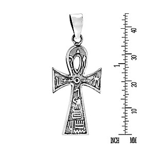 AeraVida Eternal ANKH Cross With Hieroglyphics .925 Sterling Silver Pendant | DIY Ankh Cross Charm for Men Accessories | Fashion Jewelry