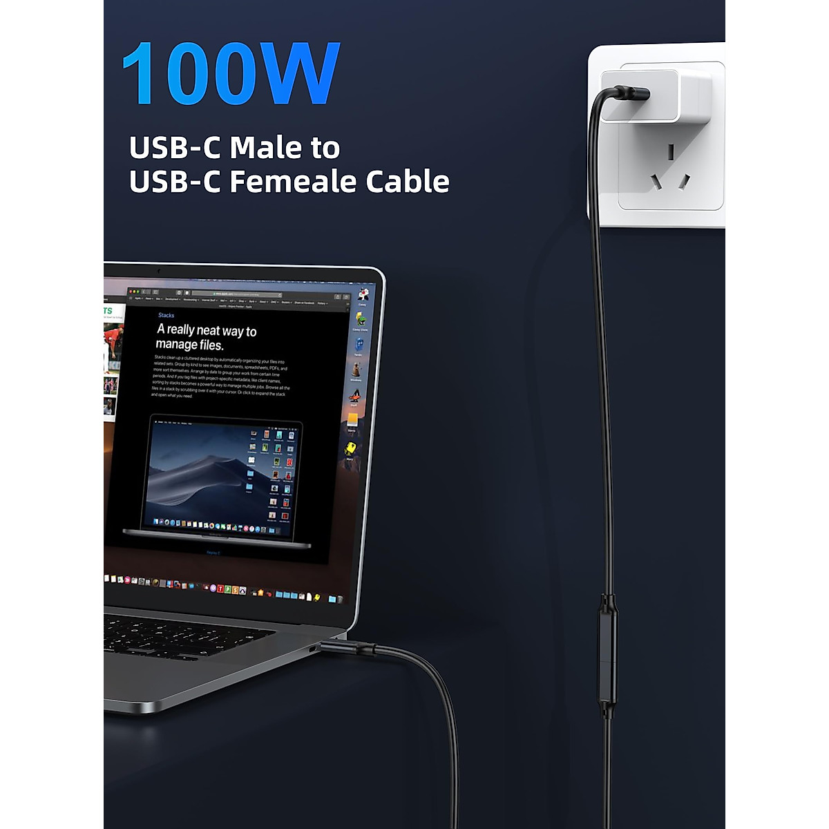 USB C Extension Cable 10FT,USB 3.1 10gbps Male to Female Type C 5A PD100W Fast Charging Cable 4K Video Compatible with Switch,MacBook Pro/Air,iPad Pro,Dell XPS,Surface Book,PSVR2,USB C Hub,iPhone 15