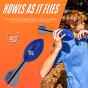 Nerf Vortex Aero Howler Foam Ball – Classic Long-Distance Football - Flight-Optimizing Tail - Hand Grip – Indoor and Outdoor Fun (Blue)