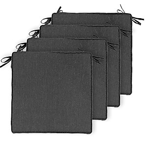 SUPMAISON Pack of 4 Outdoor Seat Cushion with double welt 20" x 20" x 2.5",zipper, foam (Charcoal Dobby)