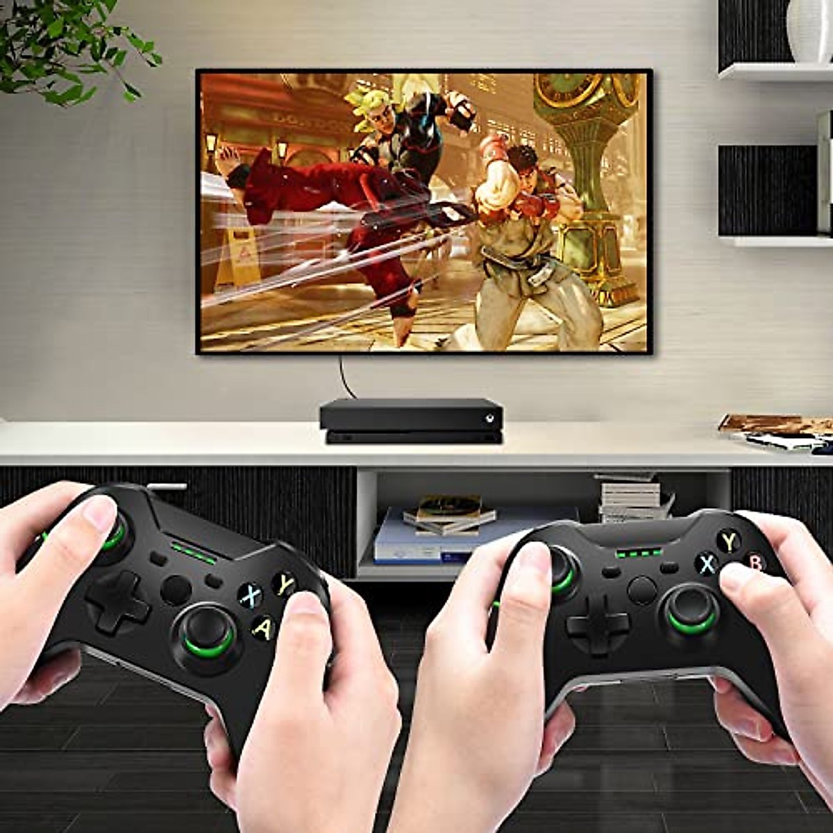GLOWANT Wireless Controller Replacement for Xbox One Controller,2.4G Wireless Gamepad Joystick with Dual Vibration and Built-in 500mAh Rechargeable Battery Compatible with Xbox one(BL)