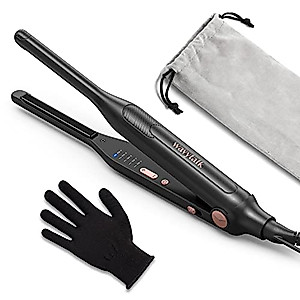 Wavytalk 3/10" Small Flat Iron, Pencil Flat Iron for Short Hair, Pixie Cut and Bangs, Mini Hair Straightener for Edges with Anti-Pinch Design, Tiny Hair Straightener with Titanium Floating Plates