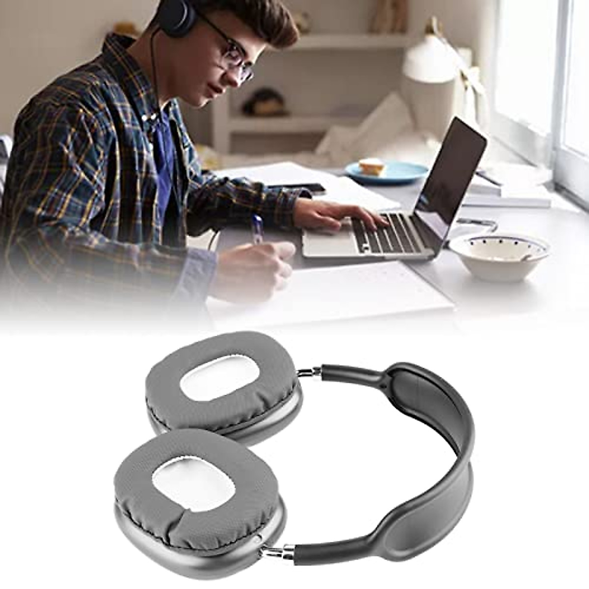 Tangxi Wireless Noise Cancelling Headphones, Stereo Over Ear Sports Headphones, Portable Foldable Lightweight Headset Soft Earpads for Cellphone PC