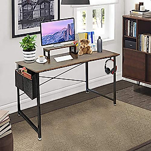 Computer Desk 39 inch Study Writing Table for Home Office-Modern Simple Work Desk with Small Removable Table,Storage Bag and 3 Hooks