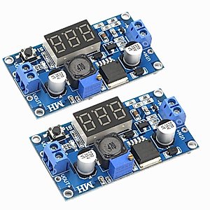 QEBIDUM 2 Pack LM2596 Buck Converter, Switching Regulator Module DC to DC Voltage Step Down Synchronous Adjustable 36V 24V to 12V 5V DIY LM2596S Power Supply Stabilizer Circuit with LED Display