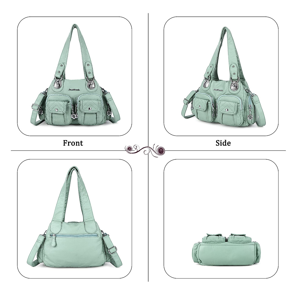 Angel Kiss Large Hobo Bags for Women Crossbody Bag Travel Shoulder bag Roomy Multi-functional Vegan Leather Satchel ToteÖ