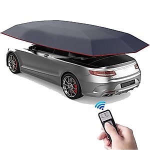 Universal Car Tent Movable Carport, Outdoor Automatic Auto Cover Waterproof Car Sun Shade Umbrella Tent Anti-UV Protection Windproof Oxford Cloth,Navyblue-4.5x2.3m