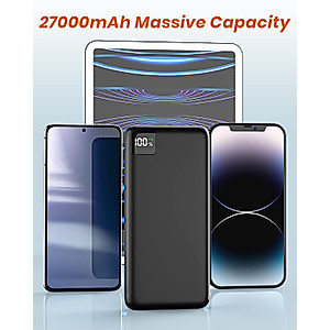 FEELLE Portable Charger Power Bank 27000mAh 22.5W Fast Charging Phone Charger USB-C PD QC 3.0 Battery Pack with 4 Outputs for iPhone Samsung Tablet