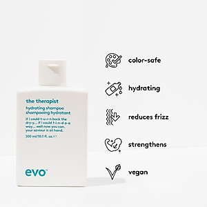 EVO The Therapist Hydrating Shampoo - Hydrates, Strengthen and Softens Whilst Improving Shine - Protects Colour Treated Hair, Helps to Detangle - 300ml / 10.1fl.oz