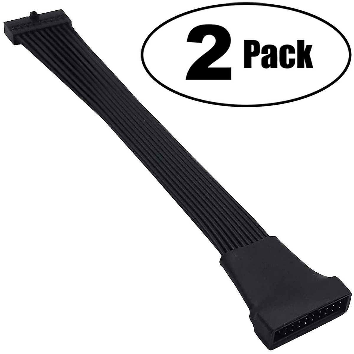 TeamProfitcom Small Mini USB 3.0 19/20 Pin Internal Low Profile Extension Header Adapter Cable for Motherboard 6 inches (2 Pack)