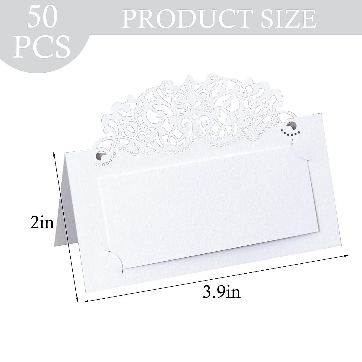 Ecrifrion Laser Cut Wedding Place Cards 50 Pcs Hollow European Lace Tented Name Cards Folded Table Setting Cards for Wedding Anniversary Baby Shower Bridal Shower Birthday Banquet Party