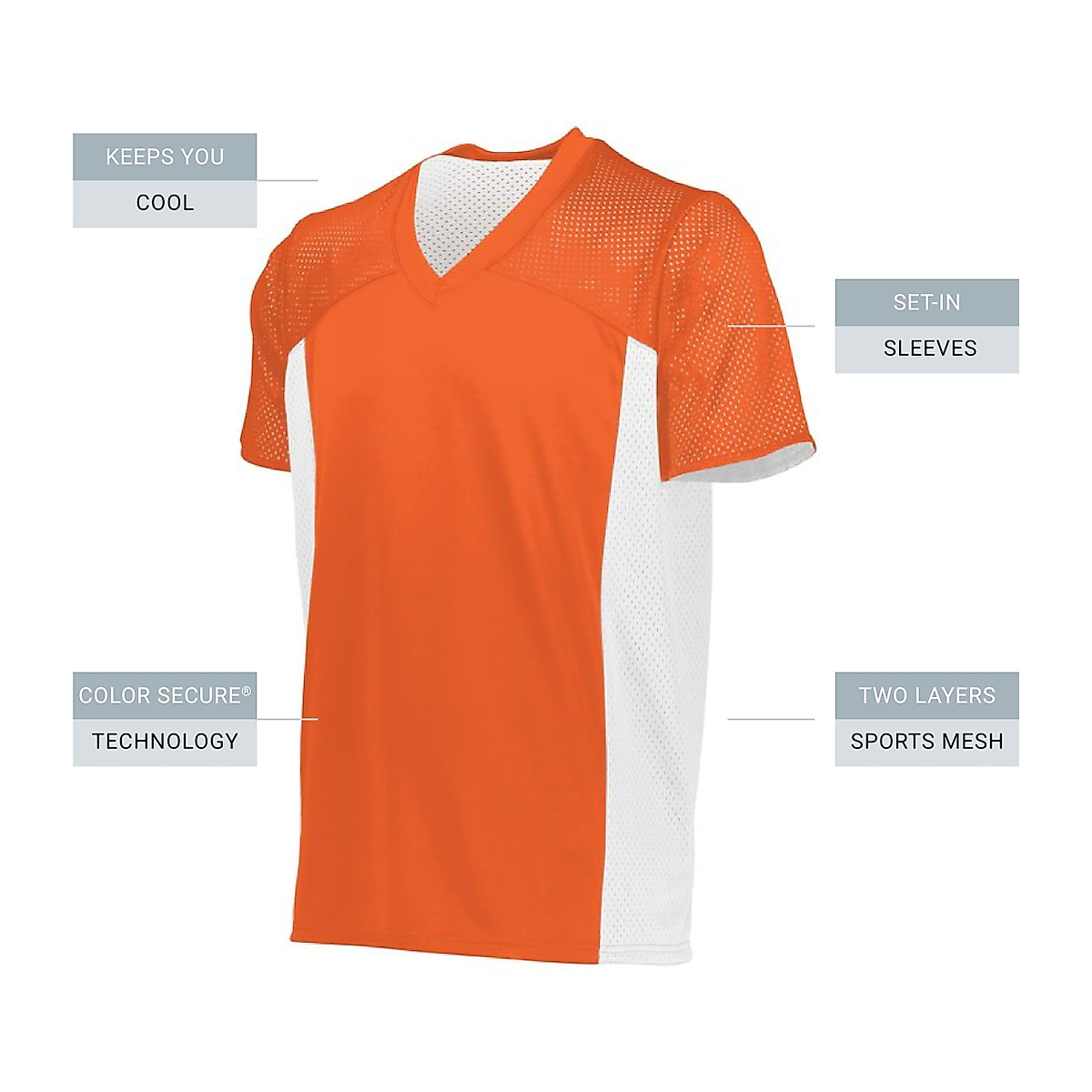 Augusta Sportswear Boy's Youth Reversible Flag Football Jersey, Orange/White