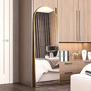 CONGUILIAO 65"x22" Arched Floor Mirror - Full Body Wall Mirror for Bedroom & Living Room, Gold