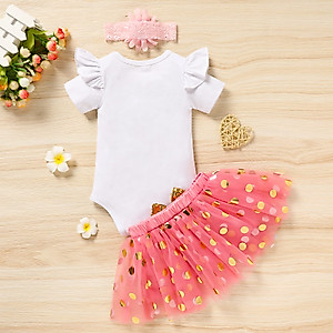 GRNSHTS Baby Girl First Birthday Outfit Smash Cake Outfit My 1st Birthday Romper+Tutu Skirt+Headband Onederland Outfit(Pink,12-18 Months)