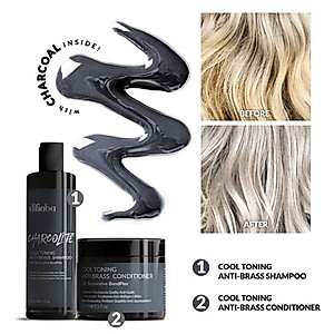 edgy DIFIABA Charcolite Cool Toning Anti-Brass Shampoo & Conditioner DUO SET w/ Restorative BondPlex (w/ Sleekshop Teasing Comb) Charcoal Kit Bond Plex (8.5 oz + 8.5 oz)