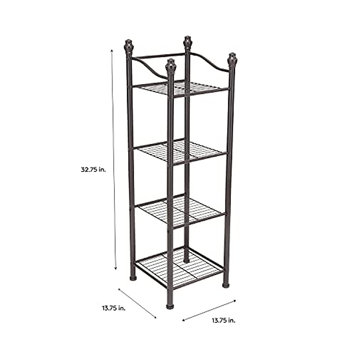 Organize It All 4 Tier Belgium Shelf Tower, Space Saver, Bathroom Organizer, Storage for Towels, Toiletries, Easy to Assemble,, Oil Rubbed Bronze