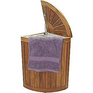 AquaTeak Kai Corner Teak Laundry & Storage Hamper