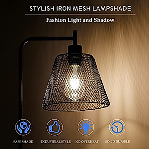 Feohak Industrial Floor Lamp, Standing Lamp with Hanging Iron Mesh Lamp Shade Whole Metal Farmhouse Floor Lamp with Foot Switch,68 inch Tall Modern Rustic Floor Lamps for Living Room Bedroom, Black