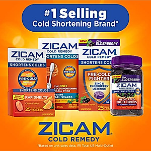 Zicam Cold Remedy Zinc Rapidmelts, Citrus Flavor, 25 Count (Pack of 1)