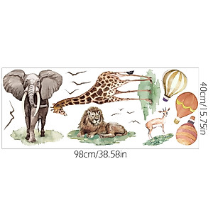 PLIGREAT Hot Air Balloons Giraffe Deer Elephant Lion Wall Stickers Removable Vinyl Peel and Stick Wall Decals for Nursery Bedroom Livinig Room Playroom Wall Decoration Home Indoor DIY Wall Art Decor