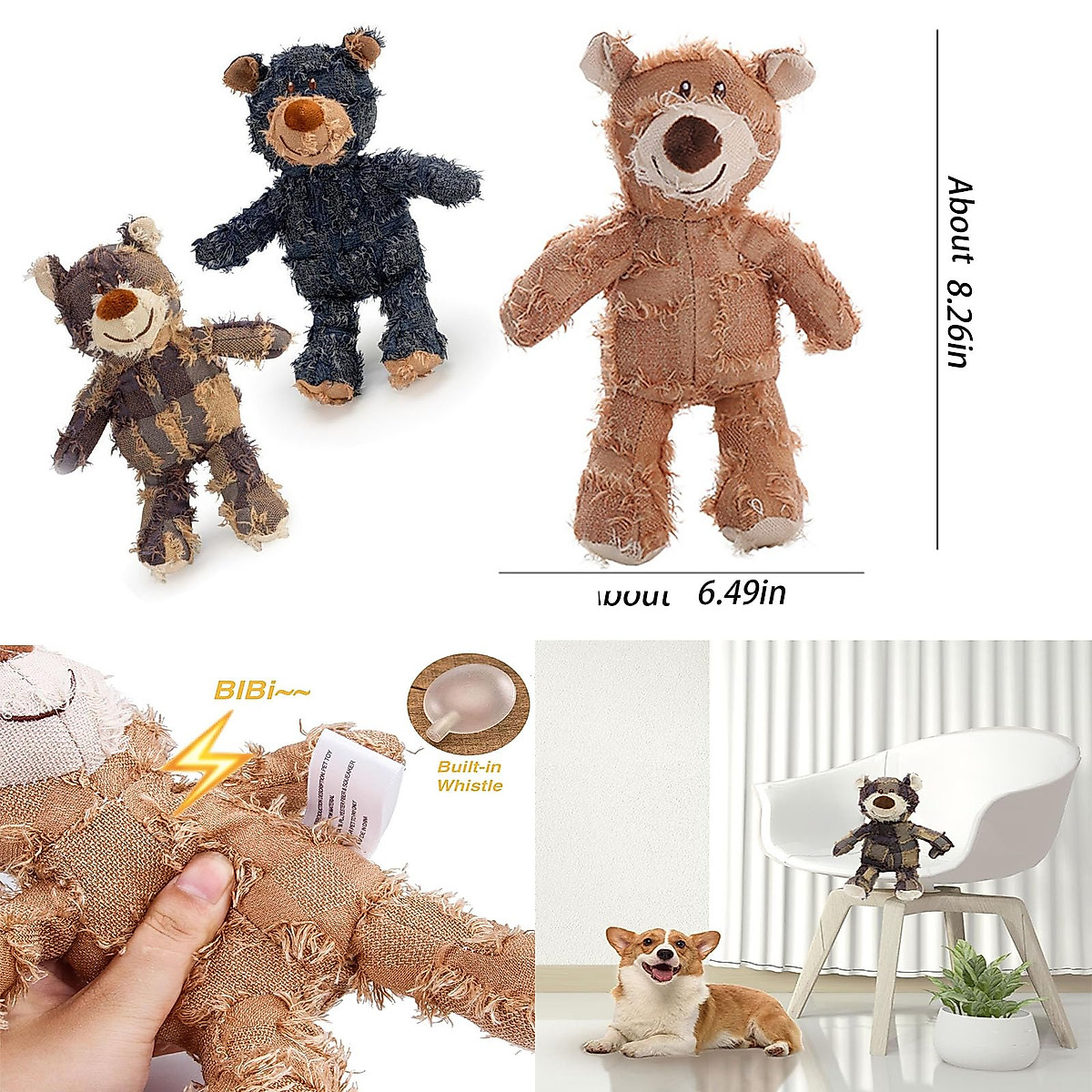 Indestructible Robust Bear, 2024 New Indestructible Dog Toys, Robust Bear for Aggressive Chewers, Kong Dog Toys for Large Dogs, Large Small Dogs for Heavy Chewers (Navy)