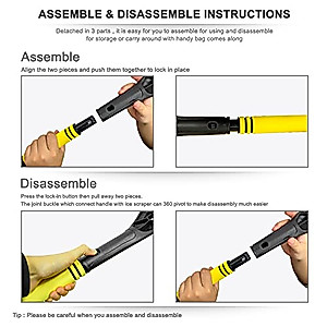Yixin Ice Scraper with Snow Brush for Car Windshield, Ergonomic Foam Handle and Detachable Snow Removal Tool, Suitable for Truck SUV Windows (Yellow)