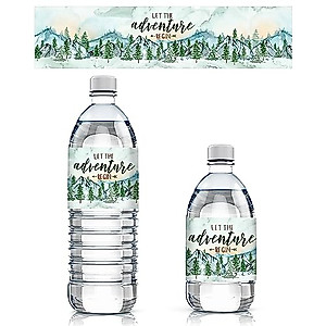Little Adventurer Baby Shower Water Bottle Labels - Wilderness Adventure Themed Waterproof Labels -24 Stickers
