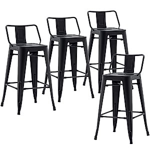 Changjie Furniture Metal Barstools Set of 4 Industrial Bar Stools Counter Stools with Backs Indoor Outdoor Counter Height Bar Stools (26 Inch, Bronze)
