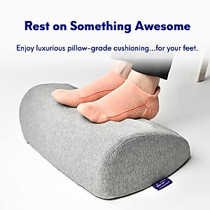 Cushion Lab Ergonomic Foot Rest for Under Desk – Patented Massage Ridge Design Memory Foam Foot Stool Pillow for Work, Home, Gaming, Computer, Office Chair – Footrest for Back & Hip Pain Relief