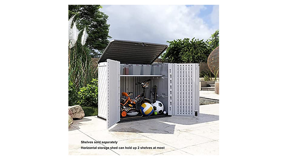 KINYING Outdoor Storage Shed: Durable & Waterproof Horizontal Box