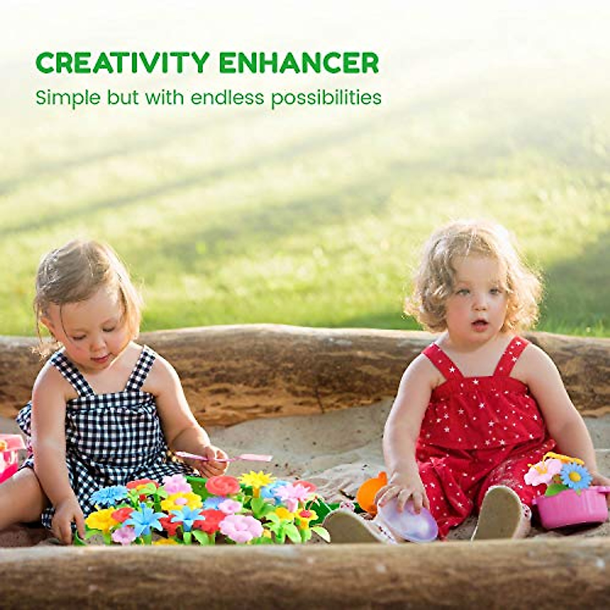 BFUNTOYS 81Pcs Flower Garden Building Toys for Girls 3 4 Year Old, Indoor Stacking Game Pretend Playset for Toddler, Educational Preschool Activities STEM Toy Gardening Gifts for Kids and Children