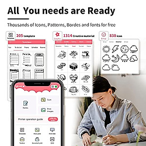 Phomemo Printer M02 Mini Pocket Portable Sticker Printer with 4 Label Paper, Bluetooth Wireless Tiny Handy Labeler, Smartphone Mobile Photo Picture Thermal Label Maker Compatible with Android iOS