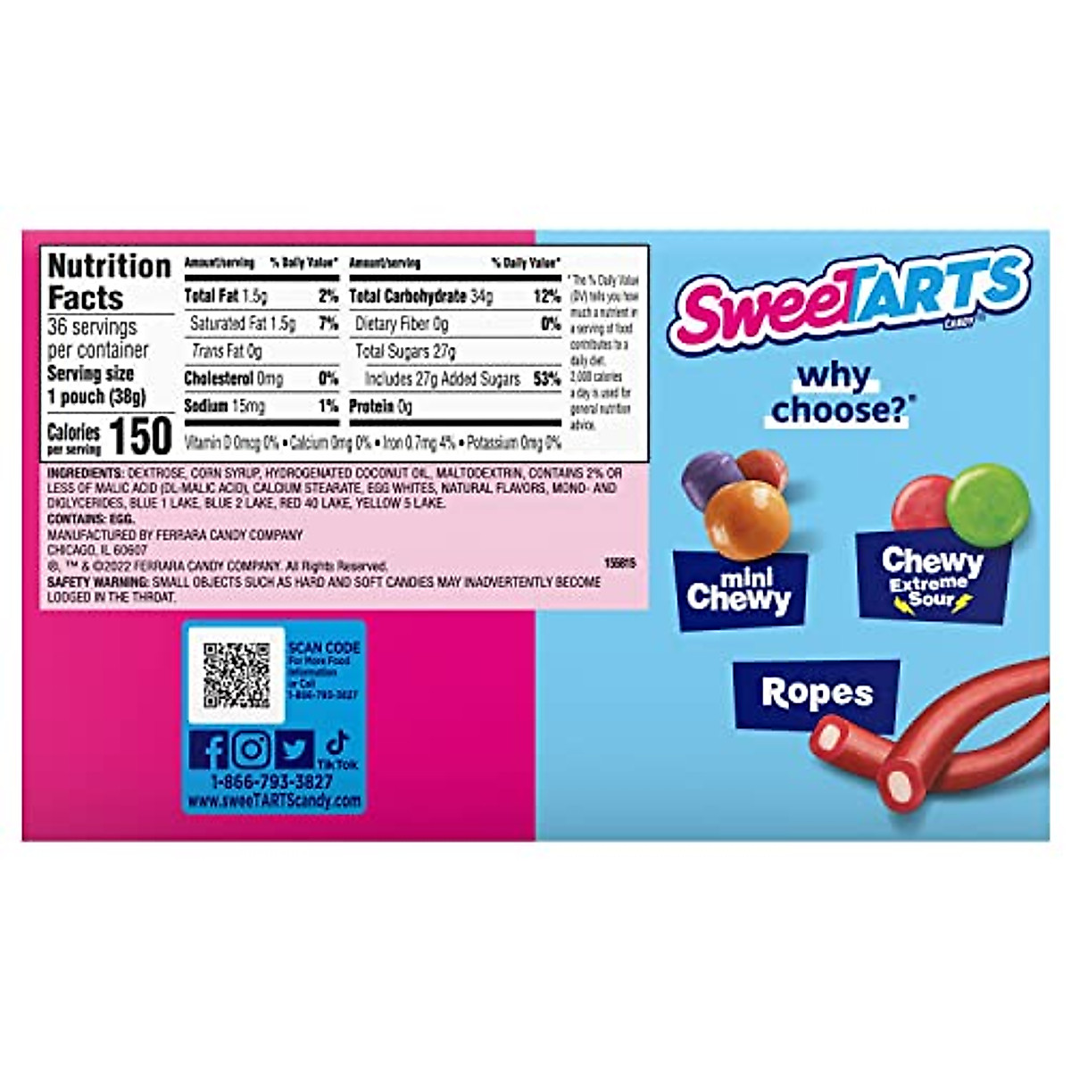 SweeTARTS Giant Chewy Candy, 1.35 Ounce (Pack of 36)