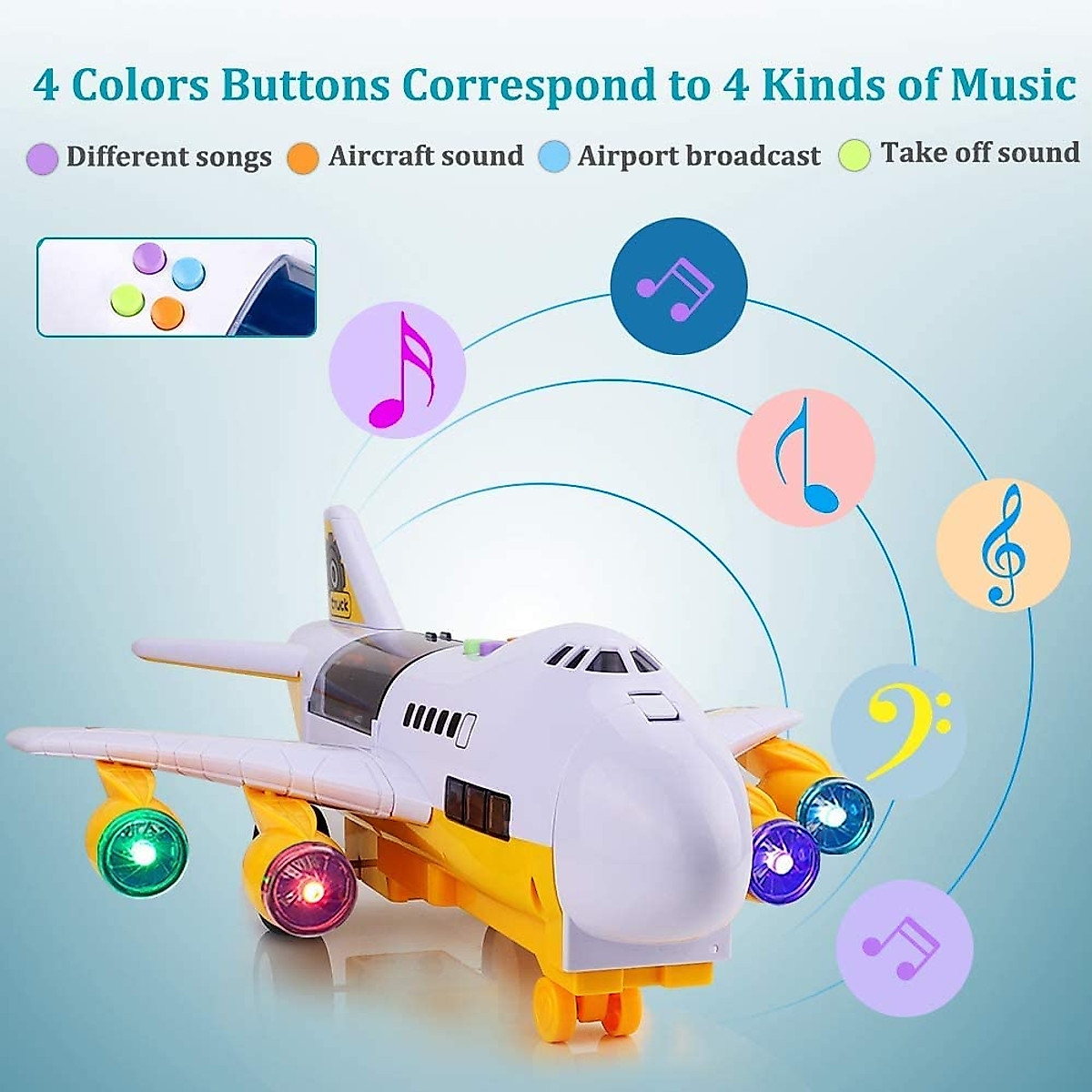 SLENPET Large Airplane Toy with 6 Construction Trucks Set, 32.6x22.4 Inch Play Mat, 11 Road Signs, 9 in 1 Vehicle Car Toys for 3 Year Old Boys, Kids, Toddlers, Childs