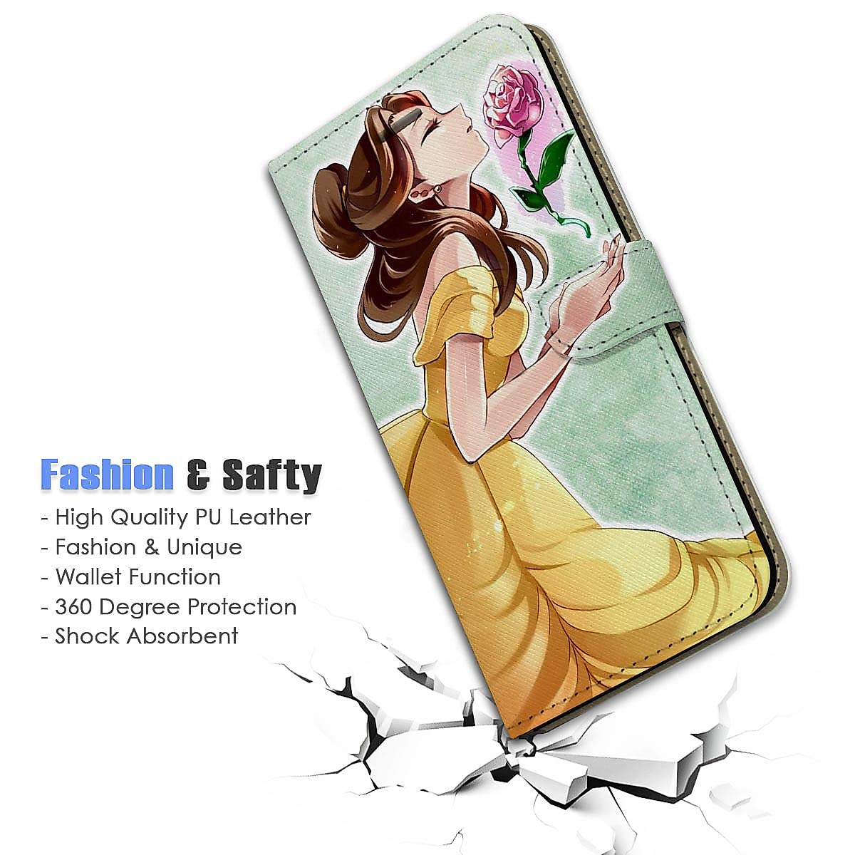 for iPhone Xs, for iPhone X, Designed Flip Wallet Phone Case Cover, A24586 Beauty Beast Belle 24586