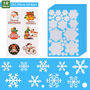 Kesoto Christmas Decoration Snowflake Window Clings Glueless PVC Wall Stickers for Windows Glasses, 10 Sheets