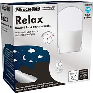 Miracle LED Nature’s Vibe Relax Sweet Dreams Nighttime LED Light Bulb (606902), 2-Pack,Yellow