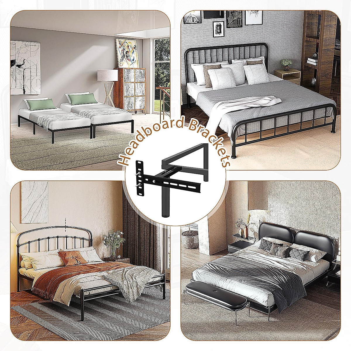 Adjustable Bed Headboard Brackets,Universal Headboard Brackets for Adjustable Bed Base,Adjustable Bed Headboard Kit,Adjustable Bed headboard kit Hardware(Black)