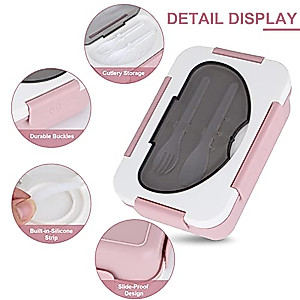 MaMix Bento Lunch Boxes for Kids, Bento Box Adult Lunch Box, 5 Compartment Lunch Box Containers for Kids Adults, Meal Prep Containers Accessories Reusable & Leakproof Pink