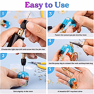 LET'S RESIN Electric Resin Drill, 74Pcs Hand Drill Resin Supplies with 3-Jaw Clamp-Applicable to A Larger Drilling Range (0-3mm), Grip Nose Pliers, Keychain Making Kit, Resin Tools for Resin Art