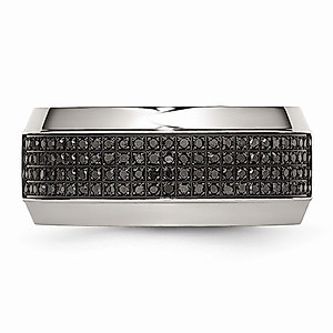 Diamond2Deal 0.33ct Black Diamond Stainless Steel Eternity Wedding Band Ring Size 7