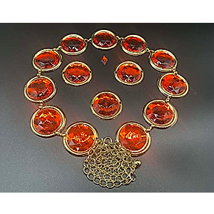 Women Anime Cosplay Waist Belt Stone Chain Halloween Adjustable (Red Rhinestone Set)