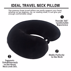 Youmeisha Comfortable Breathable Memory Foam Travel Pillow Neck Pillow Support Neck and Head Aircraft Neck Pillow Suitable for Airplane Travel Portable Neck Pillow Support Machine Washed (Black)